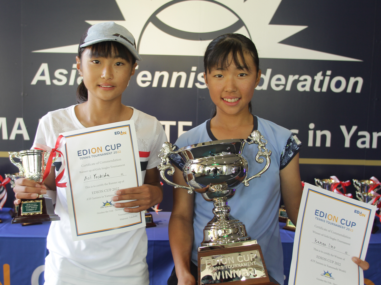 女子はシングルスが小野果南、ダブルスは長野陽花／パク・スンジュンが優勝 [2022ATFジュニアU14 in 山梨 Week1] | テニスマガジンONLINE｜tennismagazine.jp